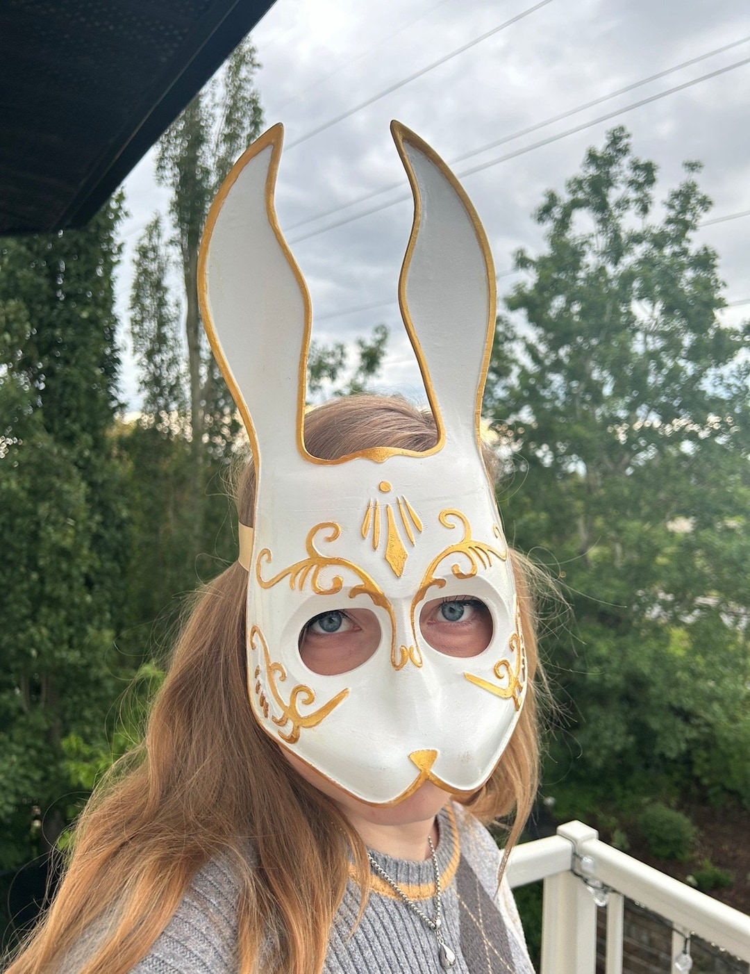 BIOSHOCK Splicer Bunny Rabbit Cosplay Mask Gold & White Hand Painted ...