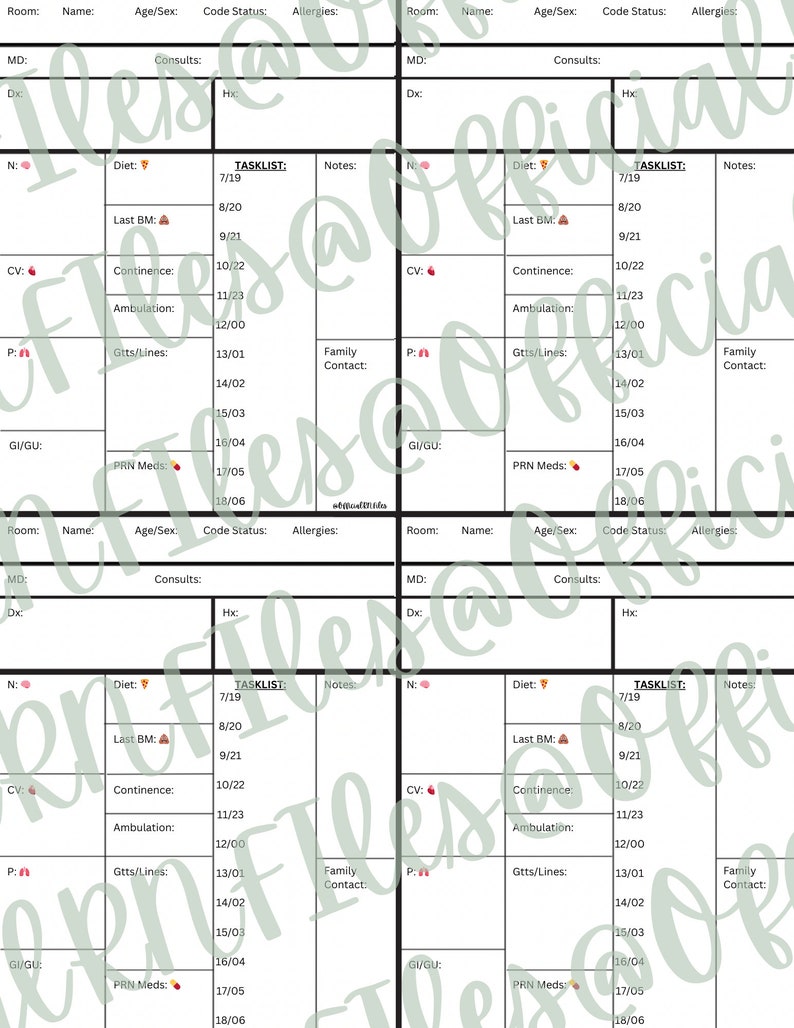 Nurse Medsurg/telemetry Report Sheet - Etsy