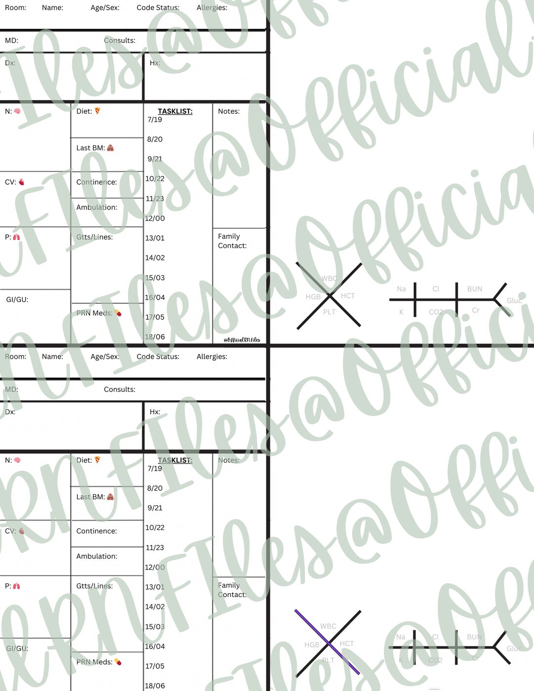 Nurse Medsurg/telemetry Report Sheet With Labs - Etsy