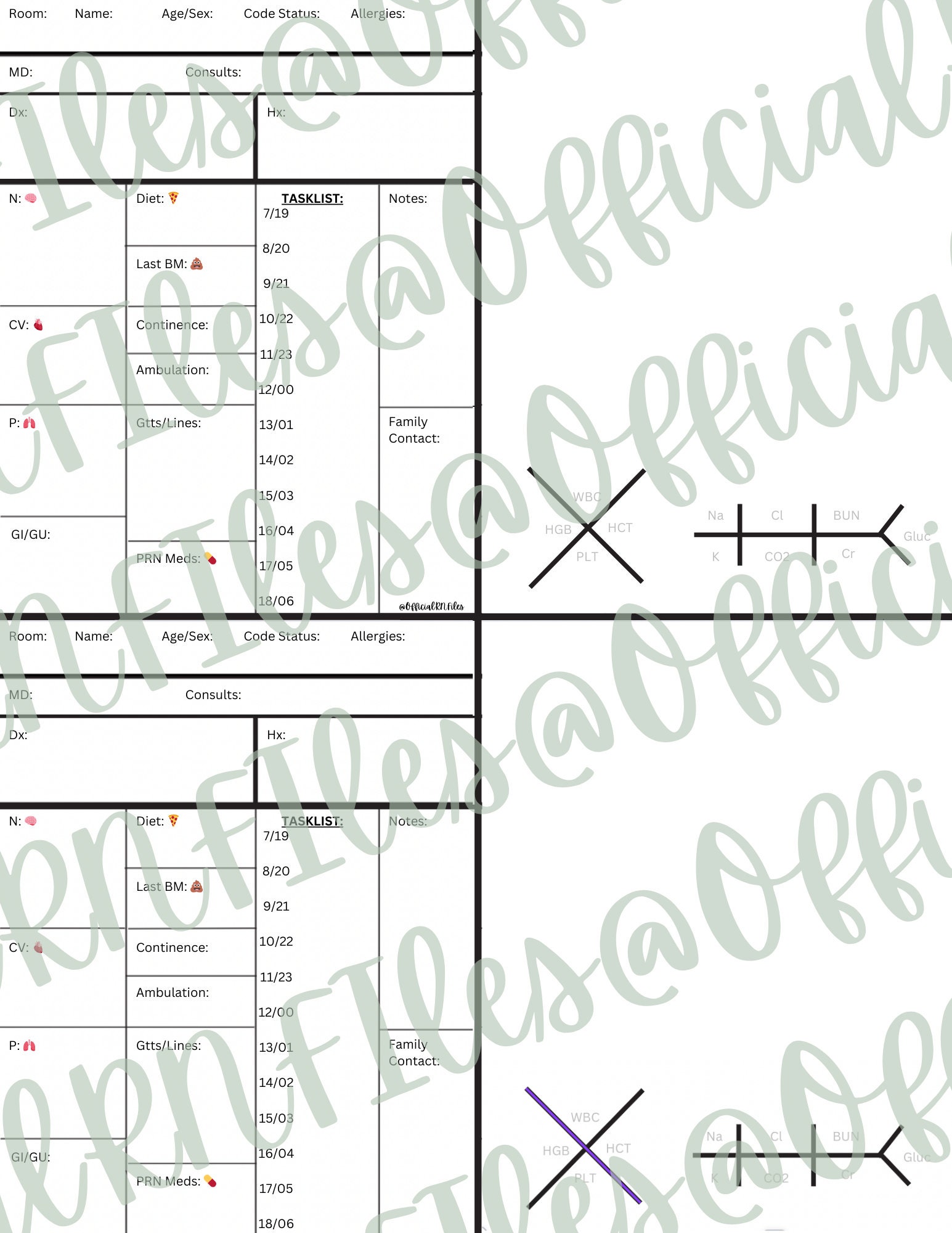 Nurse Medsurg/telemetry Report Sheet With Labs - Etsy