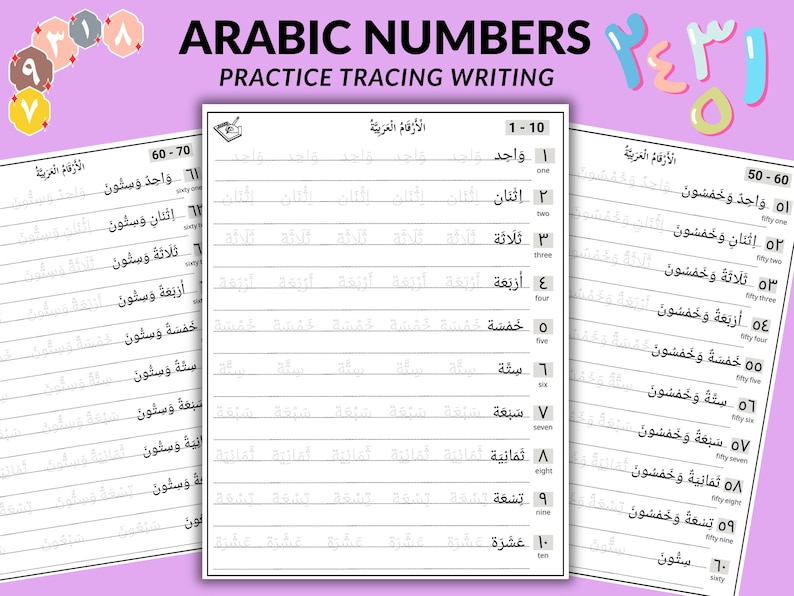 Arabic Numbers Worksheet 1–100 | Tracing & Writing Practice | Learn ...