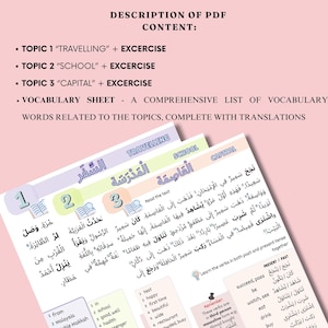 Arabic Simple Reading & Learning Worksheets, Printable, PDF - Etsy