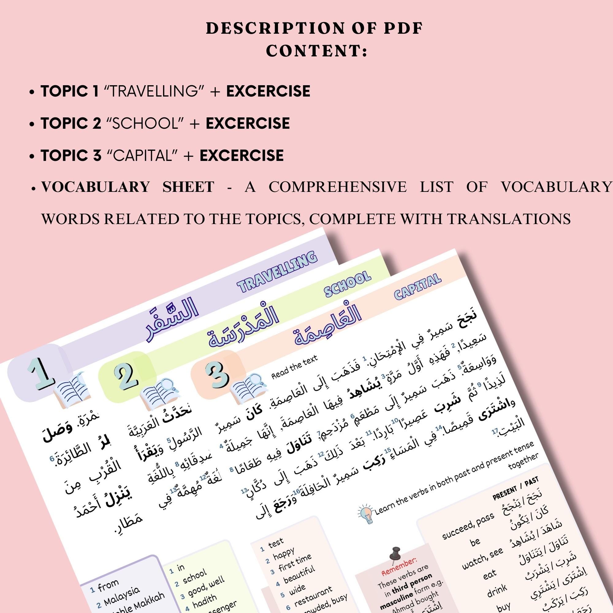 Arabic Simple Reading & Learning Worksheets, Printable, PDF - Etsy