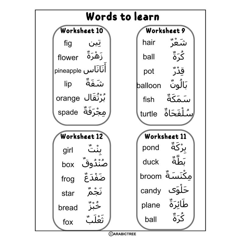 Arabic Worksheets for Kids – Tracing, Coloring and Word Activities ...