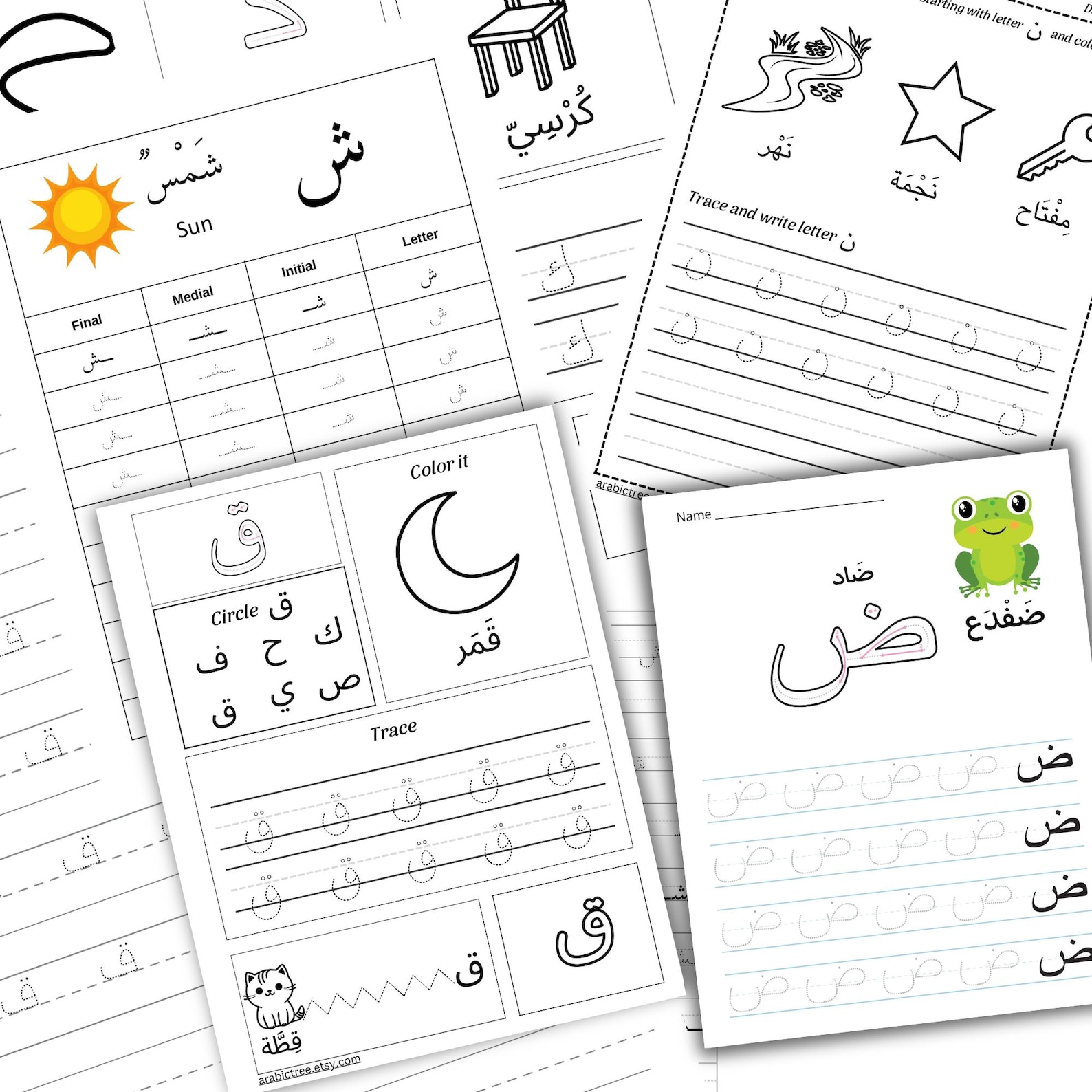 Arabic Alphabet Letters Learning Tracing Writing Worksheets Printable ...