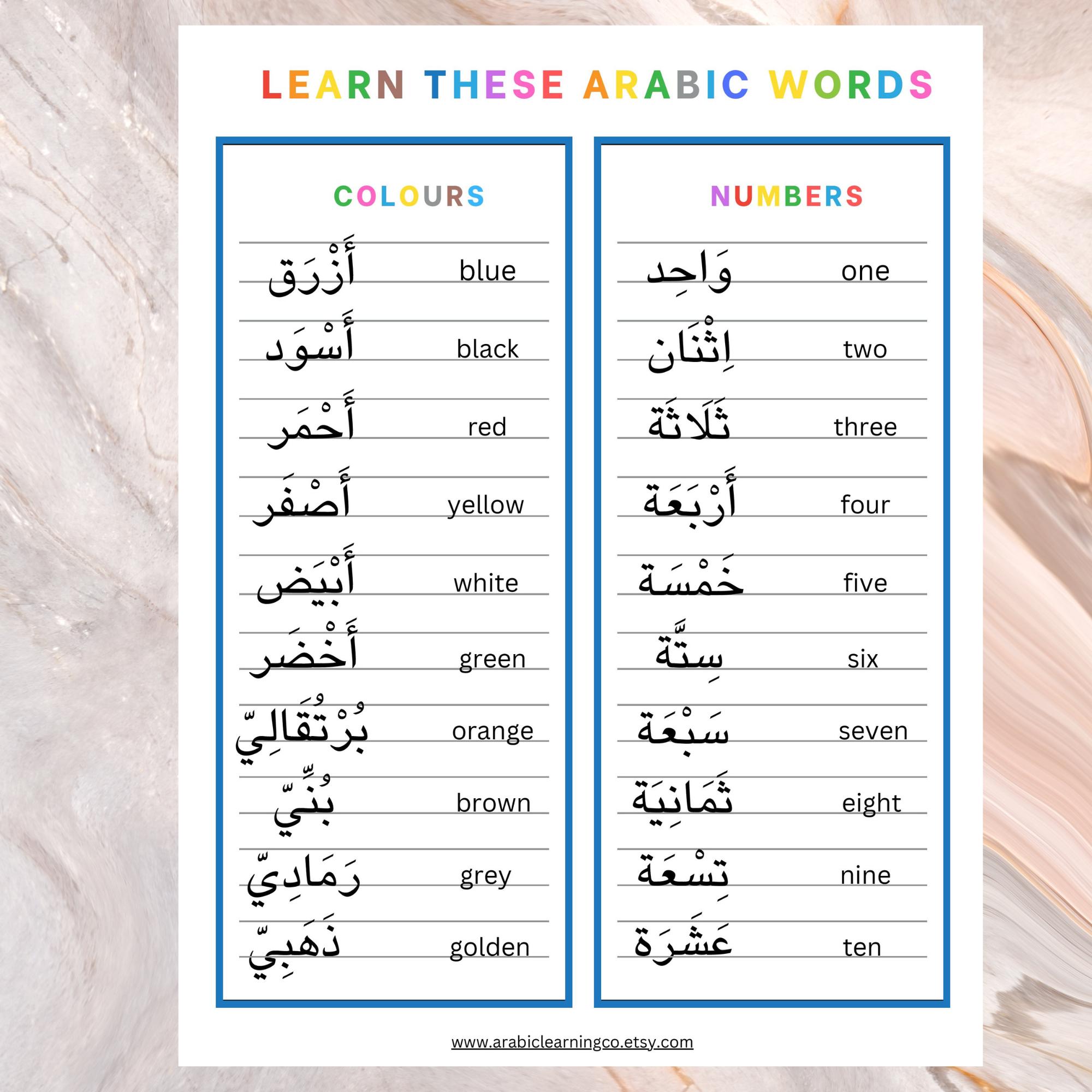 Arabic Vocabulary Worksheet: 115 Words, Sorting & Matching (digital ...