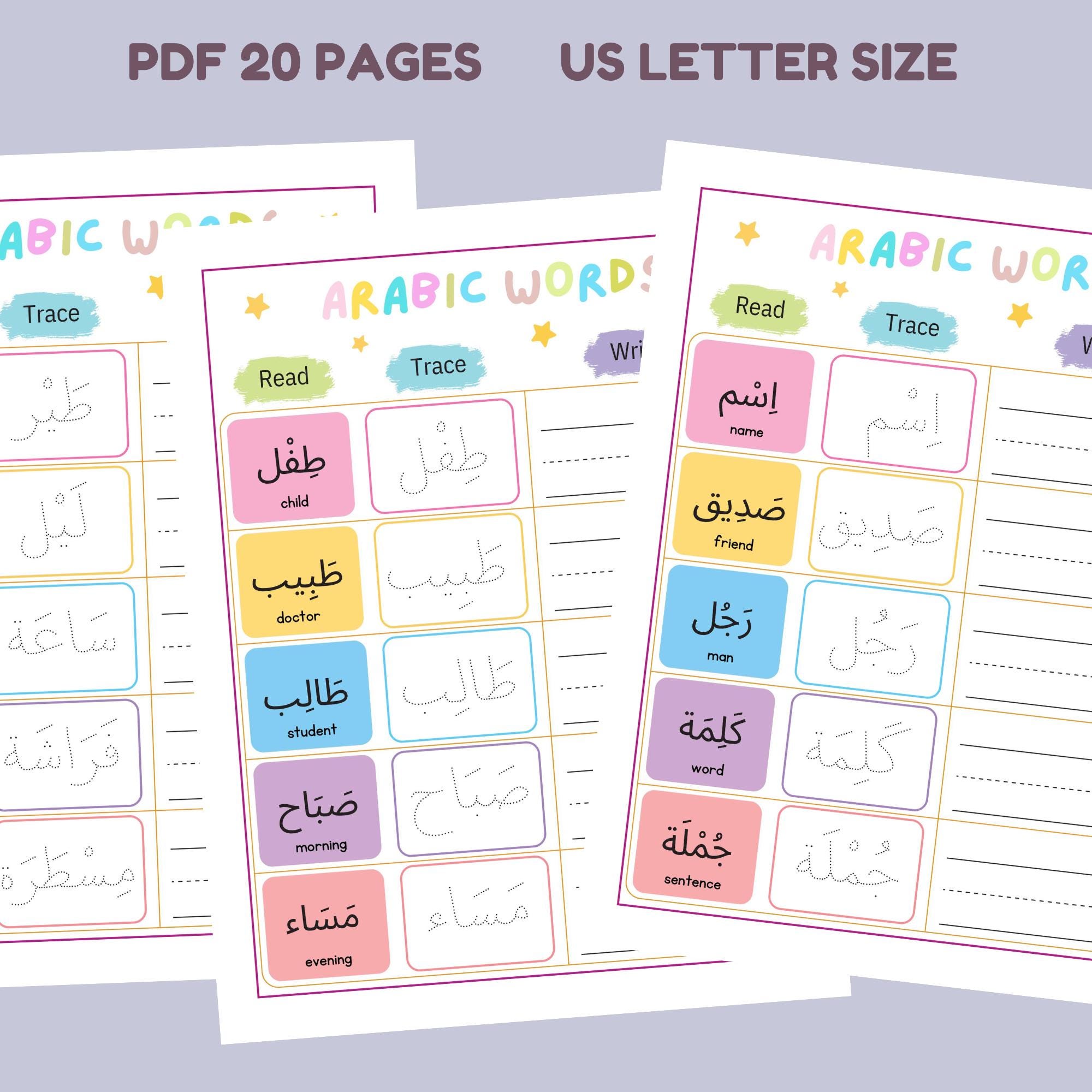 Arabic Alphabet Tracing Worksheets: Beginner Language Learning (digital ...
