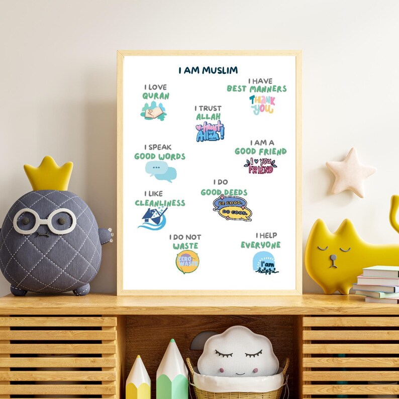 Islamic Affirmations Poster Printable for Muslim Kids, Wall Art, Gift ...