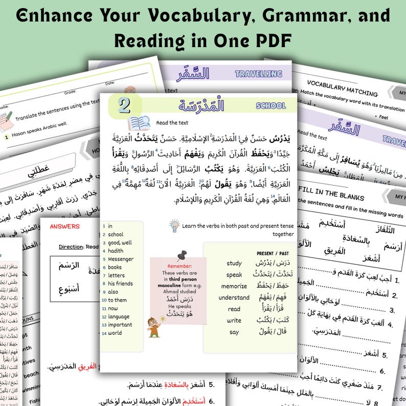 Arabic Reading & Vocabulary Worksheets PDF | Intermediate Arabic ...