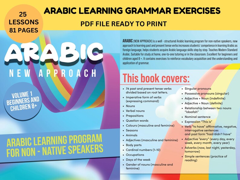 Arabic Learning Grammar Exercises Arabic Lessons PDF Digital Download ...
