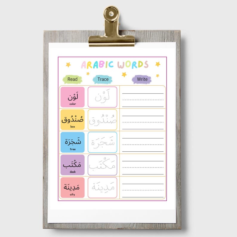 Arabic Alphabet Tracing Worksheets: Beginner Language Learning (digital ...