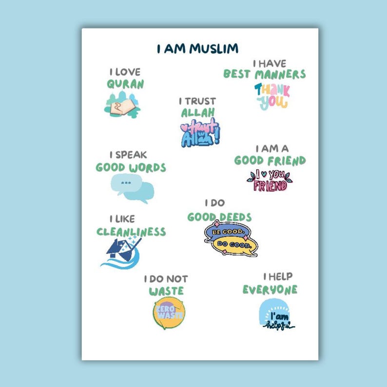 Islamic Affirmations Poster Printable for Muslim Kids, Wall Art, Gift ...