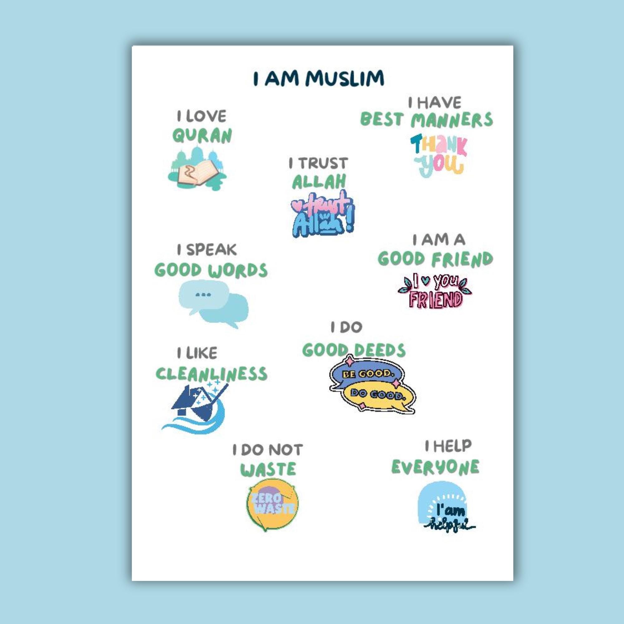 Islamic Affirmations Poster Printable for Muslim Kids, Wall Art, Gift ...
