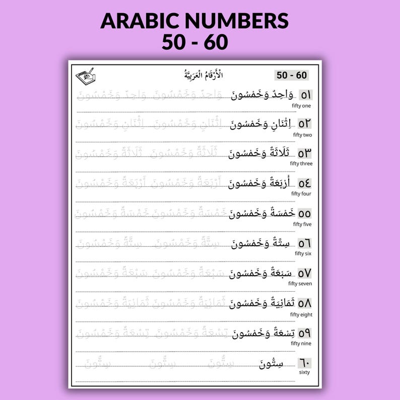 Arabic Numbers Worksheet 1–100 | Tracing & Writing Practice | Learn ...