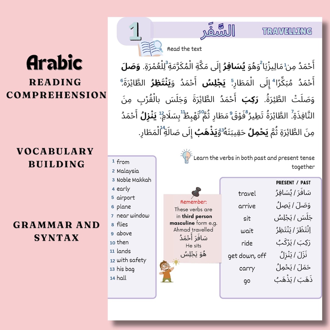 Arabic Simple Reading & Learning Worksheets, Printable, PDF - Etsy