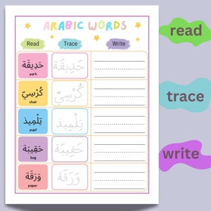 Arabic Alphabet Tracing Worksheets: Beginner Language Learning (digital ...