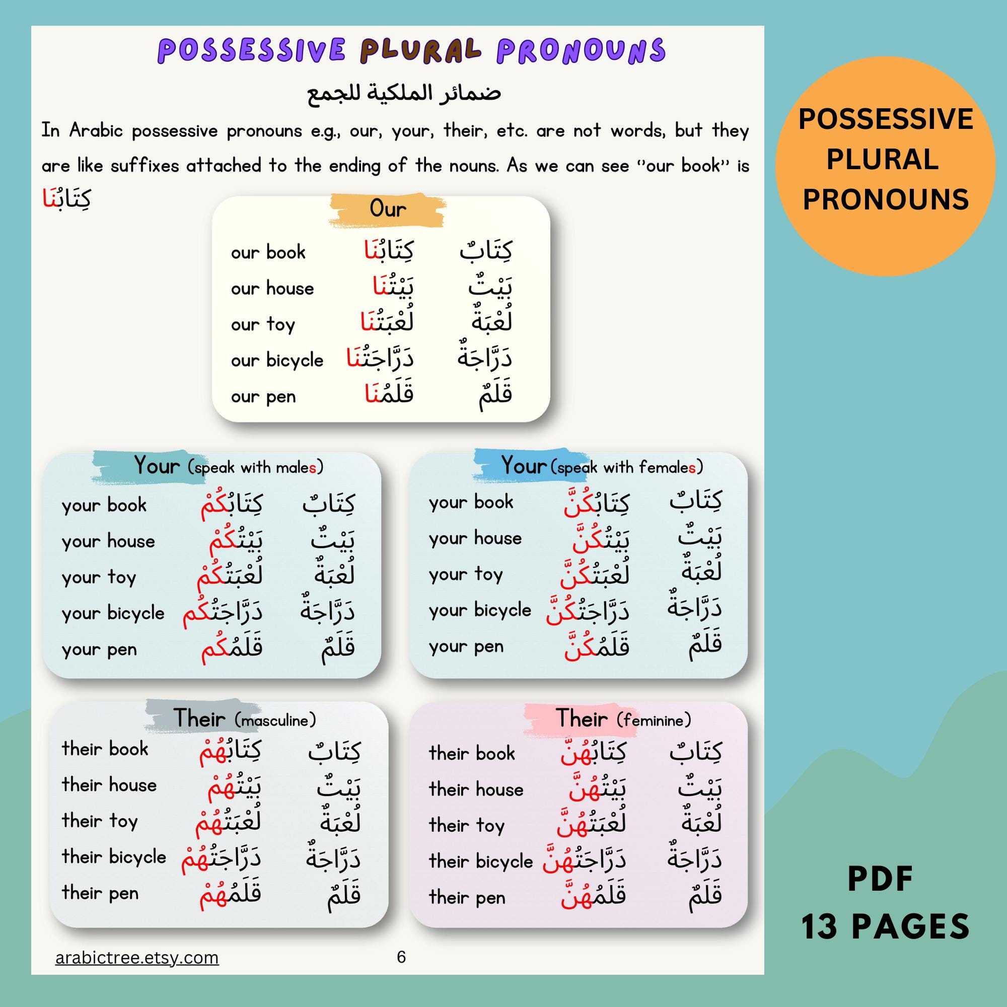 Arabic Grammar Worksheets Printable Learning Classroom Homeschool PDF ...