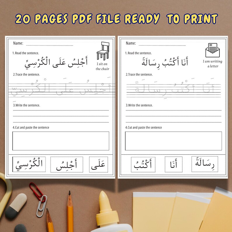 Simple Arabic English Sentences Learning Tracing Writing Practice ...