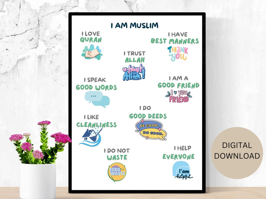 Islamic Affirmations Poster Printable for Muslim Kids, Wall Art, Gift ...
