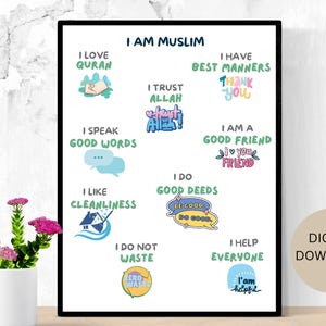 Islamic Affirmations Poster Printable for Muslim Kids, Wall Art, Gift ...