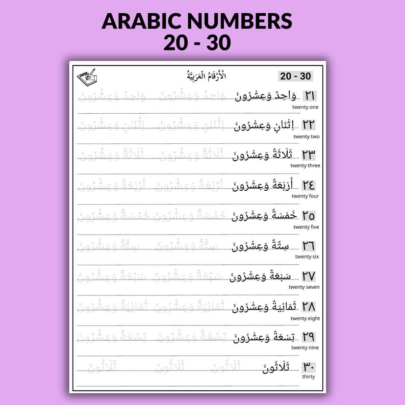 Arabic Numbers Worksheet 1–100 | Tracing & Writing Practice | Learn ...