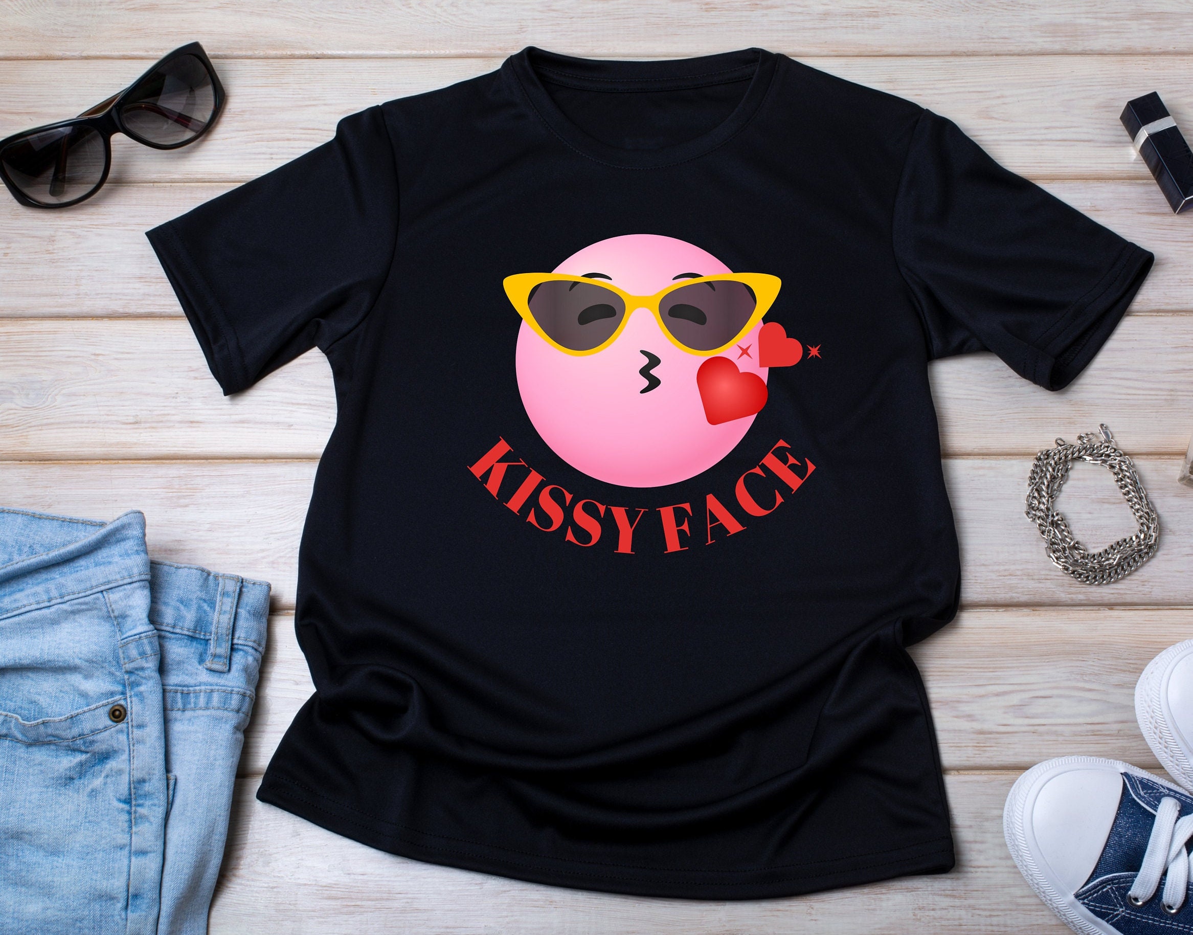 T-shirt for Tween Kissy Face Graphic Face Shirt Cute Kiss Tee Sarcastic ...