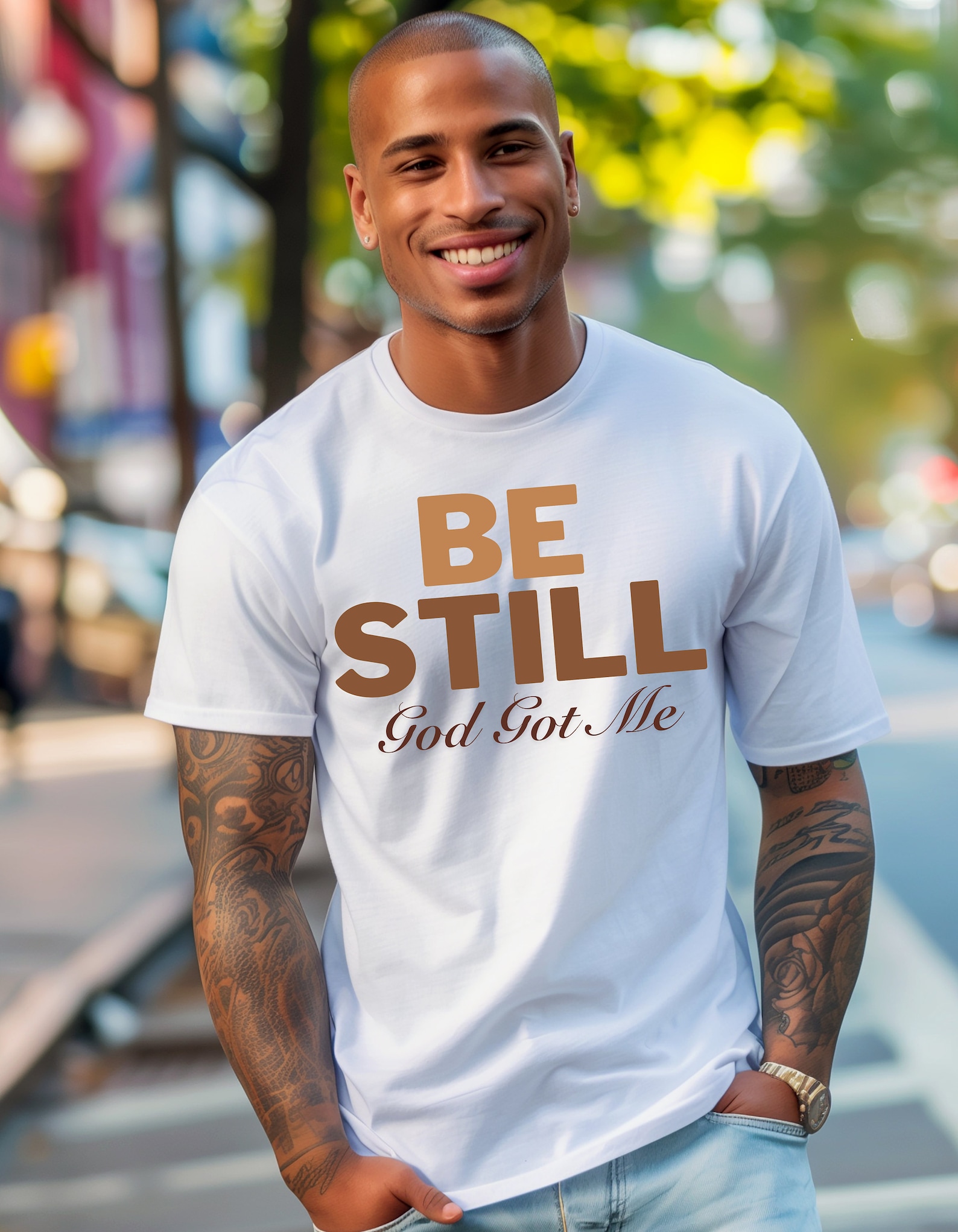 Faith-based Graphic Apparel Be Still God Got Me T-shirt | Inspirational ...