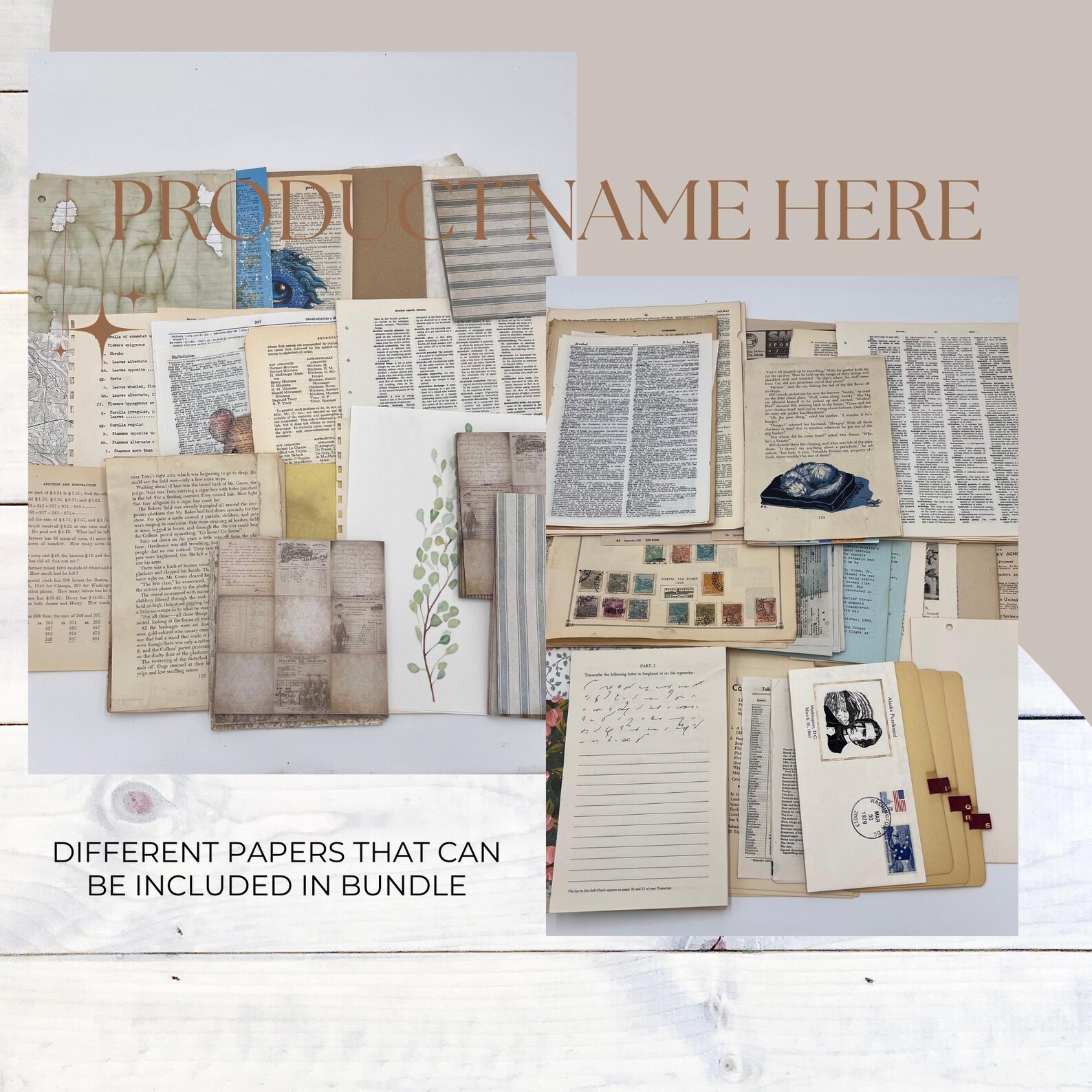 Vintage-new Mixed Book Page Bundle, Junk Journal Papers, Supplies ...