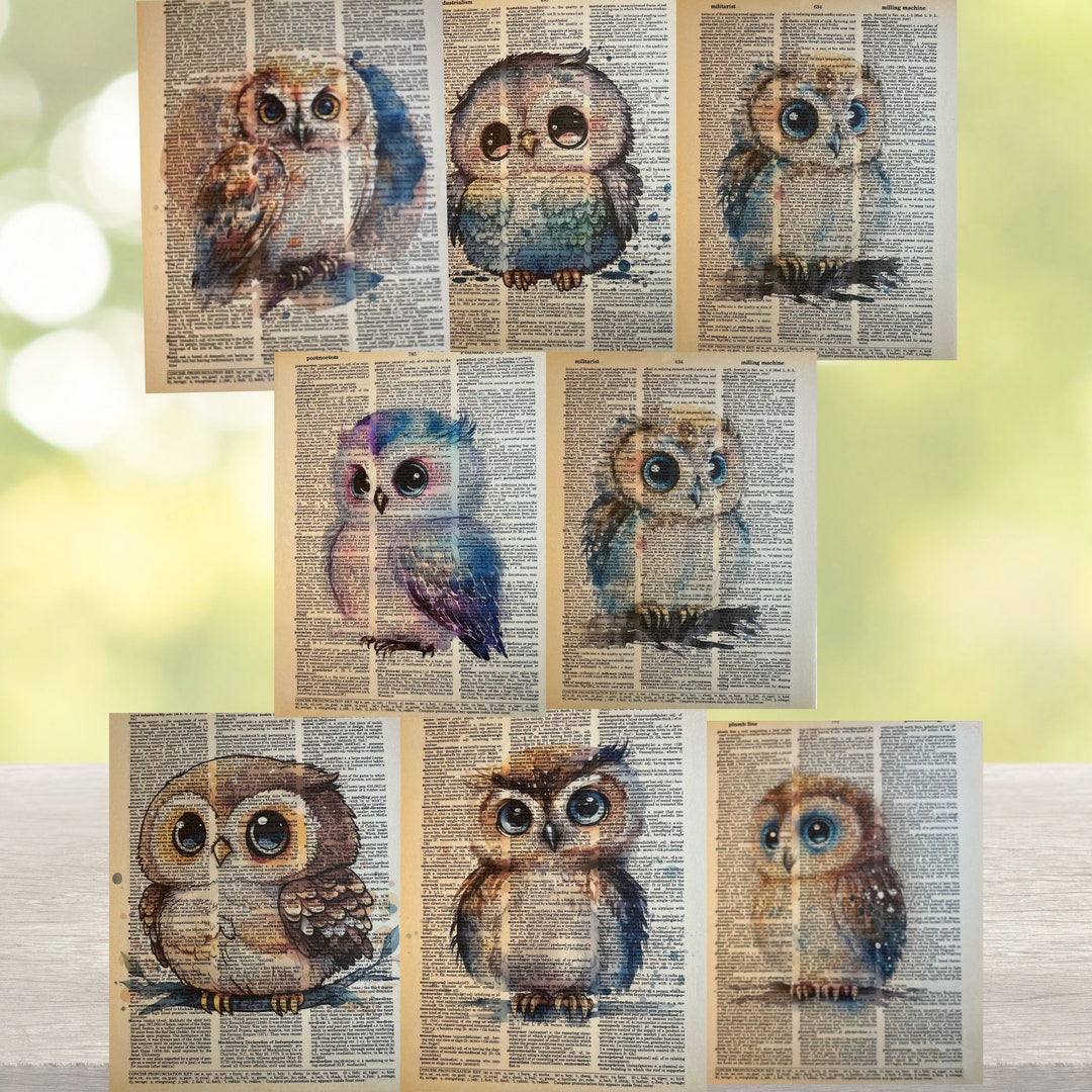 Set 6 Owls Dictionary Prints Wall Art, Watercolor Bird Decor Owl Prints, Forest Wall Decor ...