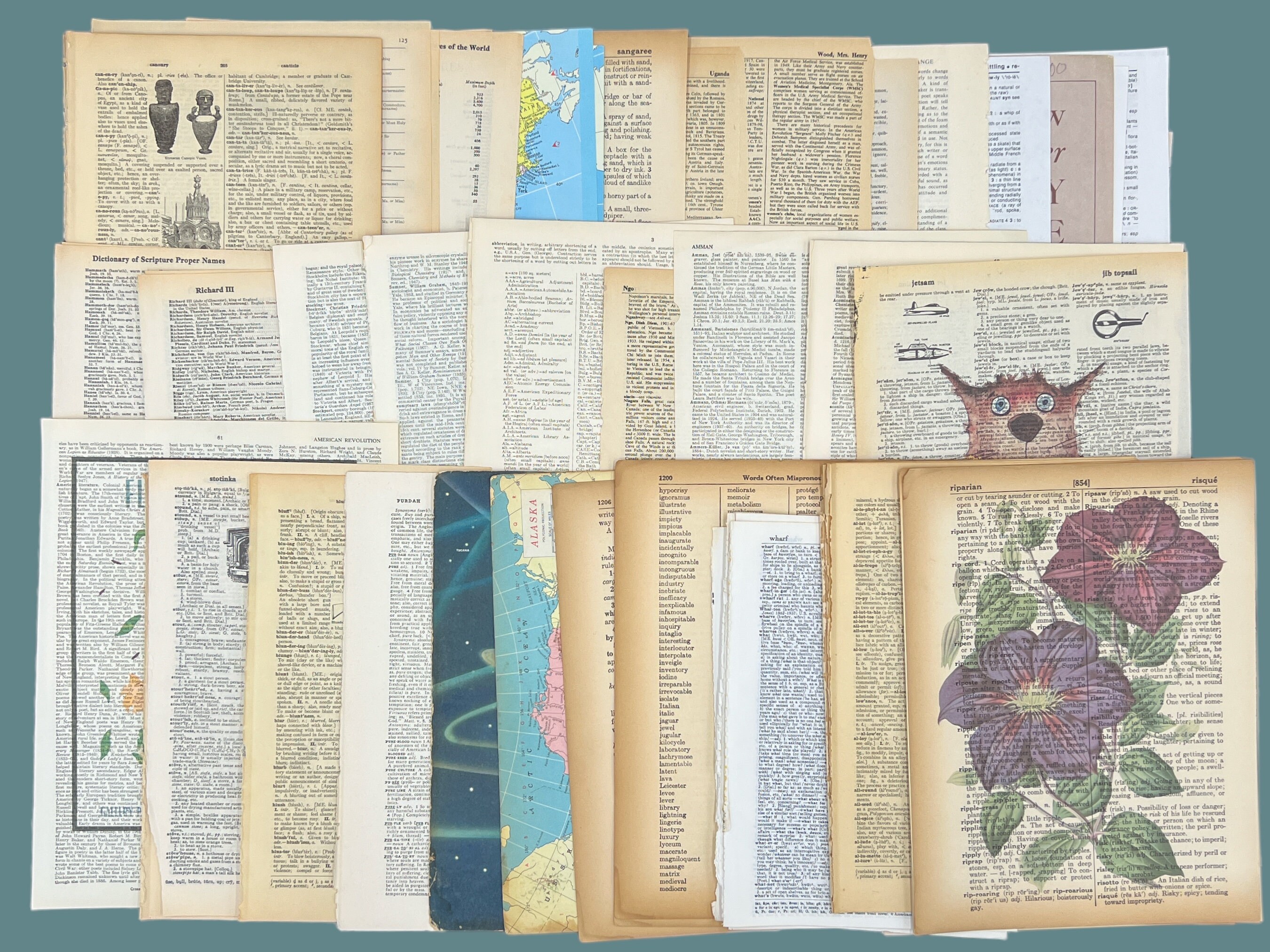 Junk Journal Ephemera Pack Dictionary Book Pages Bundle Printed ...