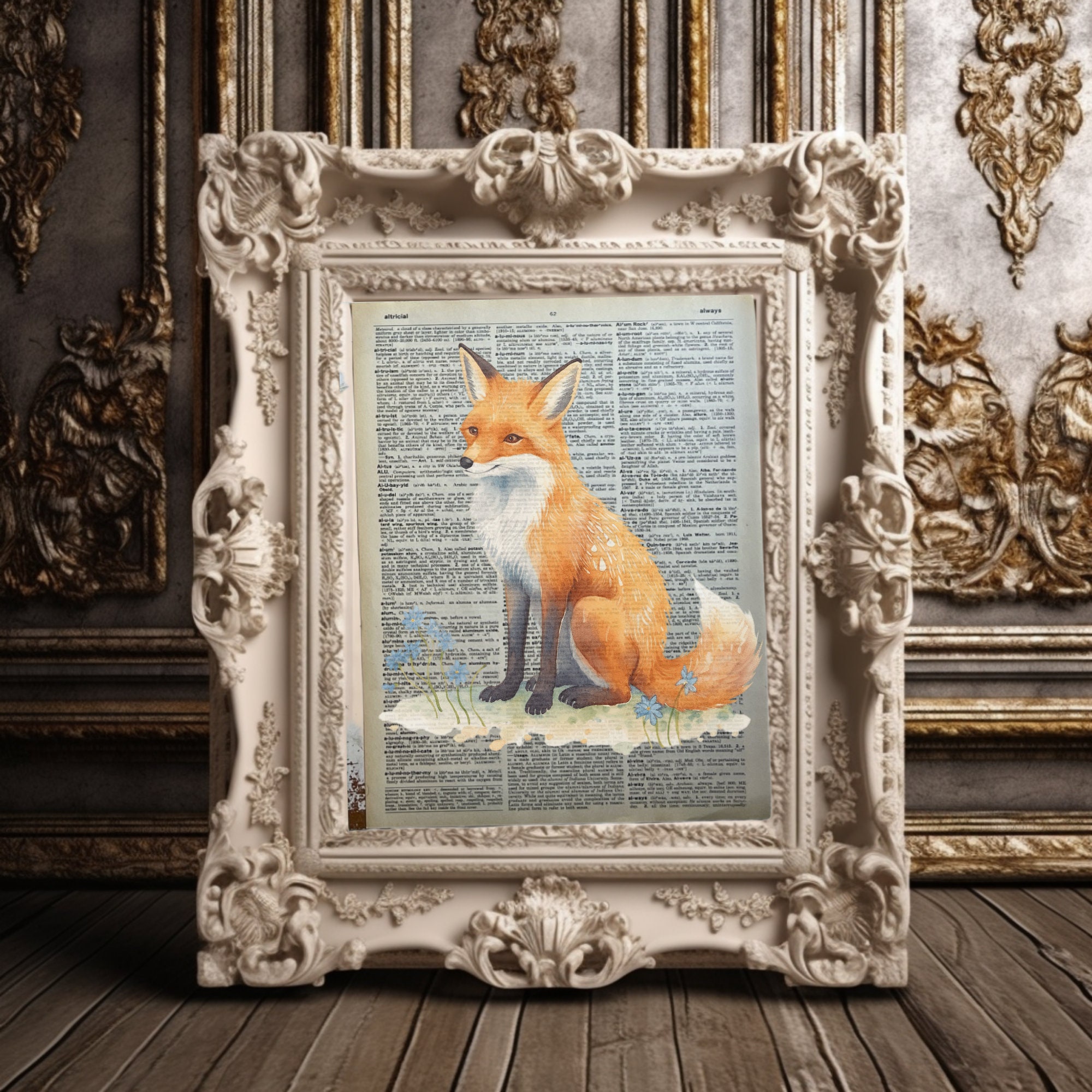 Botanical Fox Dictionary Prints Wall Art, Wall Decor Fox Prints Set 6 ...