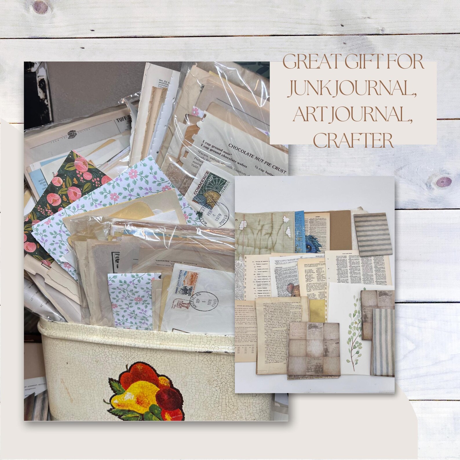 Vintage-new Mixed Book Page Bundle, Junk Journal Papers, Supplies ...