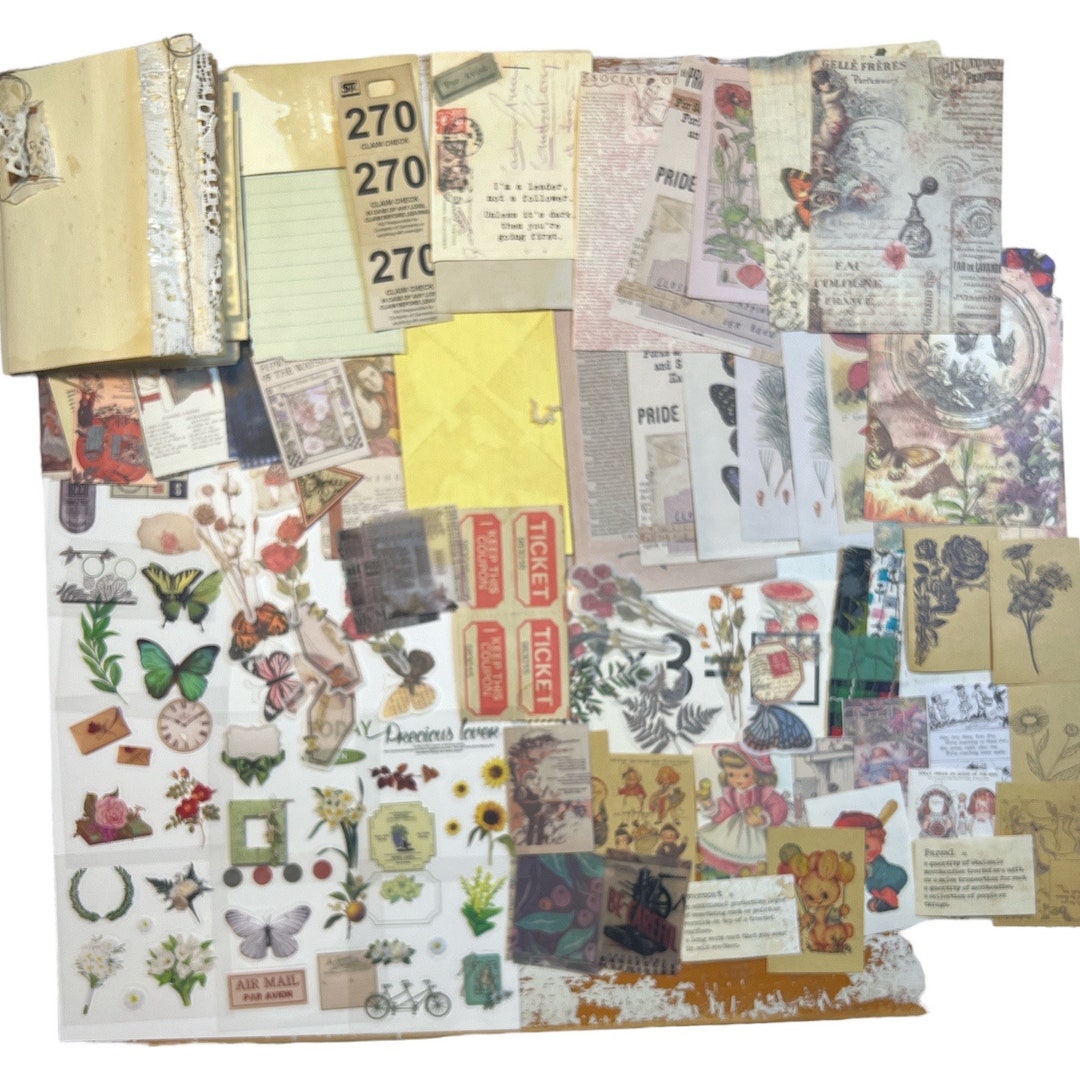 Mini Junk Journal and Ephemera Kit, Scrapbooking Tiny Journal, Bundle ...
