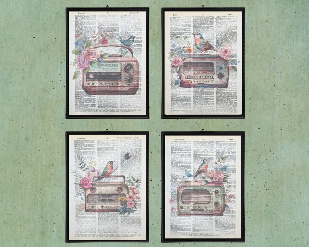 Radio Dictionary Prints Vintage Wall Art Retro Radio Wall Decor Vintage ...