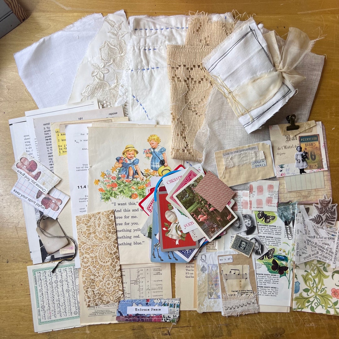 Handmade Little Junk Journal Kit, Tiny Journal, Slow Stitch Fabric ...