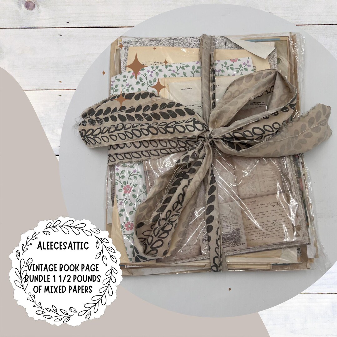Vintage-new Mixed Book Page Bundle, Junk Journal Papers, Supplies ...