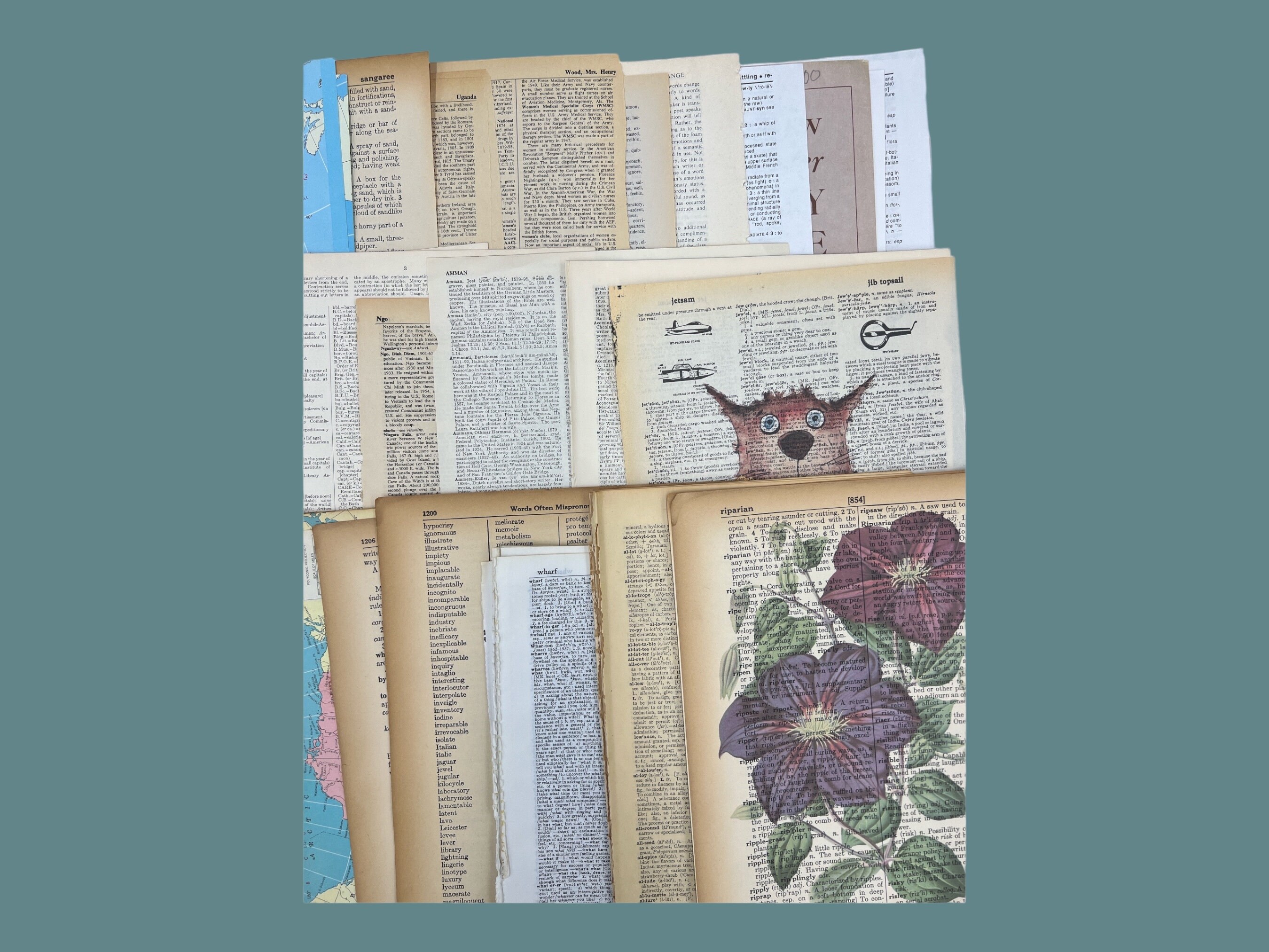 Junk Journal Ephemera Pack Dictionary Book Pages Bundle Printed ...
