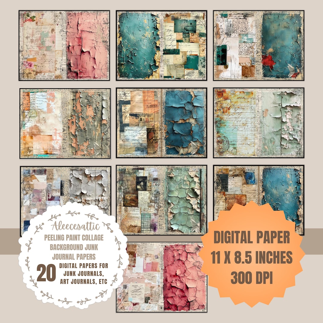 Peeling Paint Papers Collage Backgrounds 20 Junk Journal Pages Digital ...