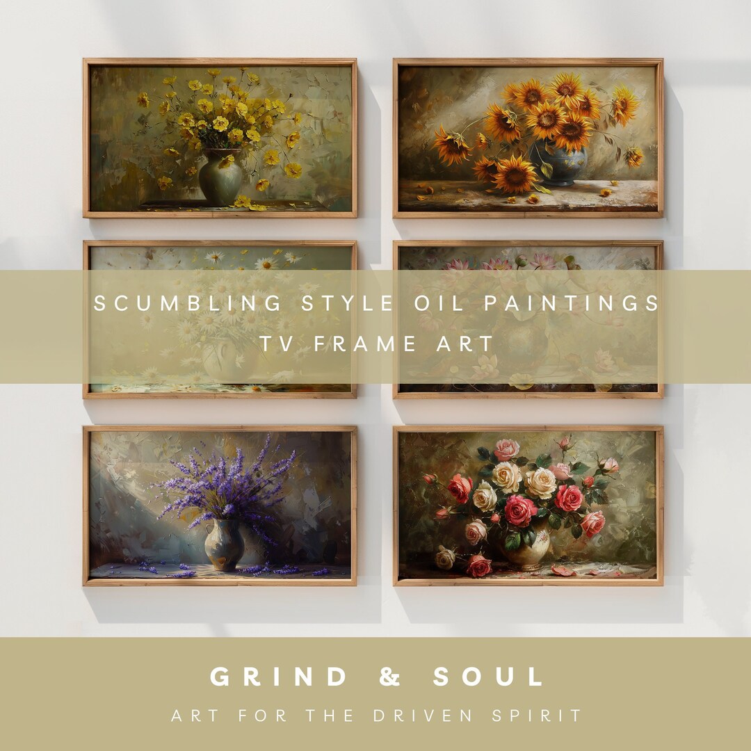 FRAME TV Art | Floral Oil Paintings Scumbling Style | Various Flower ...