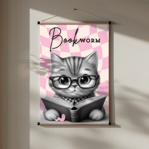 Cute Cat Reading A Book Print | Cute Cat Print | Digital Download ...