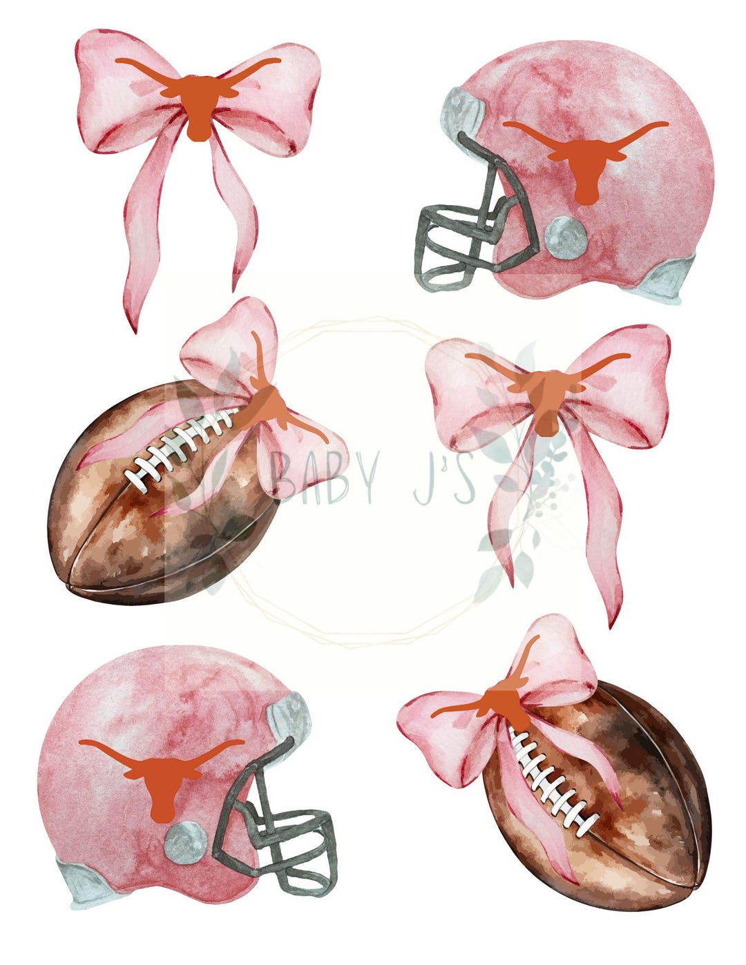 Texas Longhorns Pink Bow Football PNG - Etsy