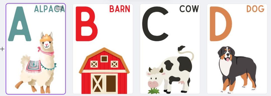 Farm Alphabet Flash Cards - Etsy