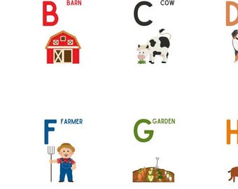 Printable Farm Alphabet Flash Cards - Etsy