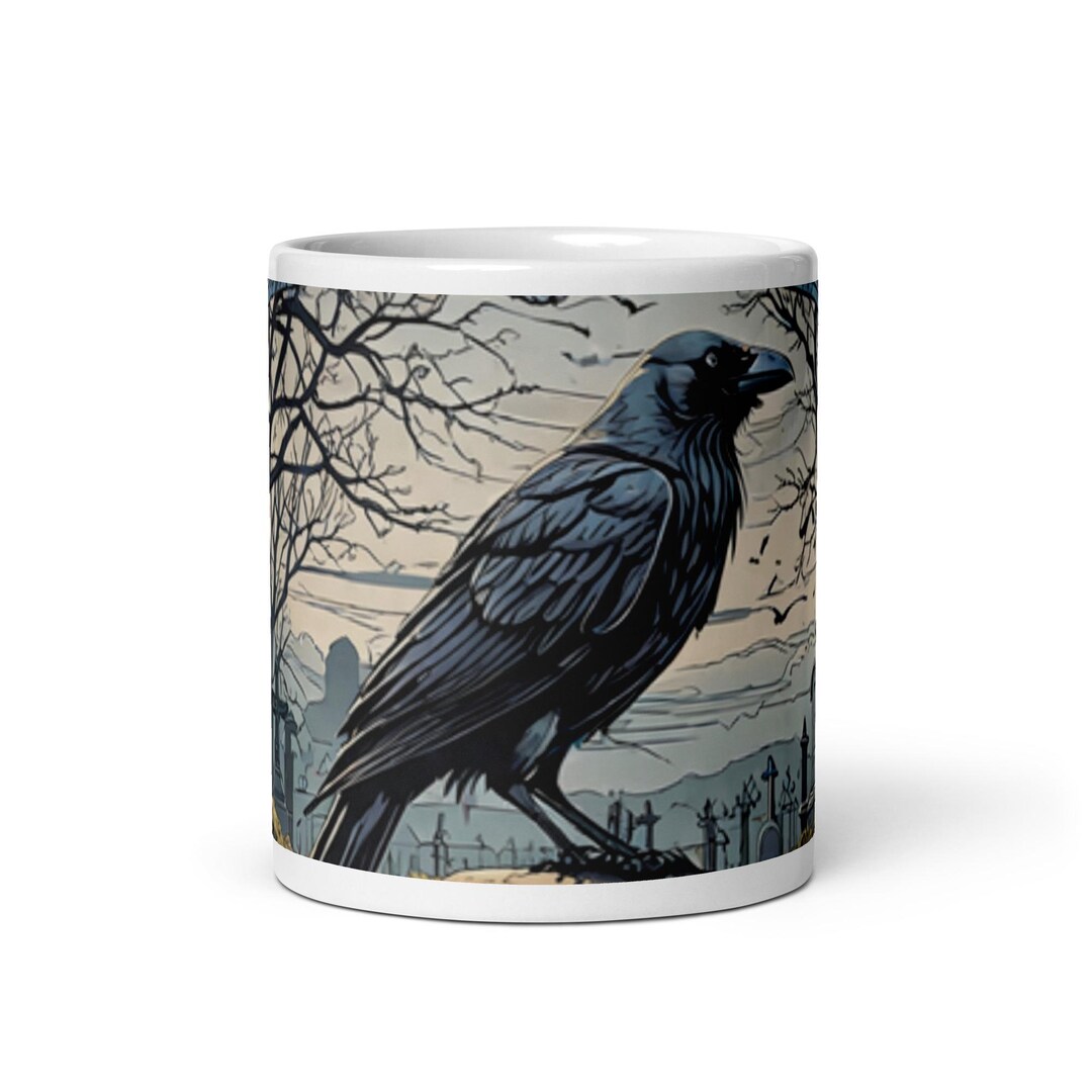 Grave Morning Crow White Glossy Mug Morbid Diner Gift Halloween Witch ...