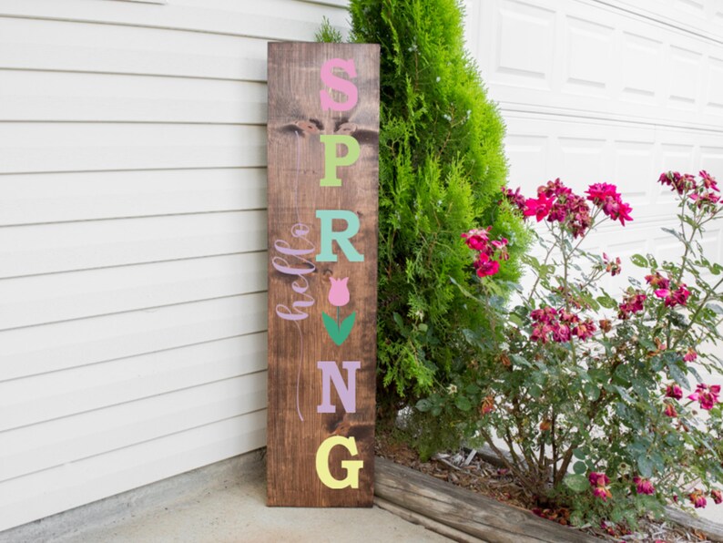 Hello Spring Welcome Sign for Front Porch | Hello Spring Sign | Welcome ...