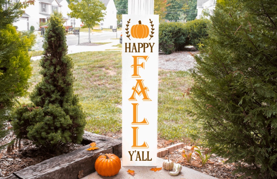Happy Fall Y'all Front Porch Sign | Fall Porch Leaner | Welcome Sign ...