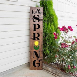 Hello Spring Wood Front Porch Sign | Spring Porch Decor | Spring Front ...