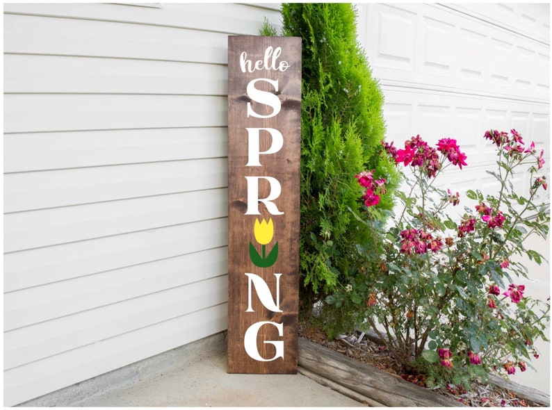 Hello Spring Wood Front Porch Sign | Spring Porch Decor | Spring Front ...