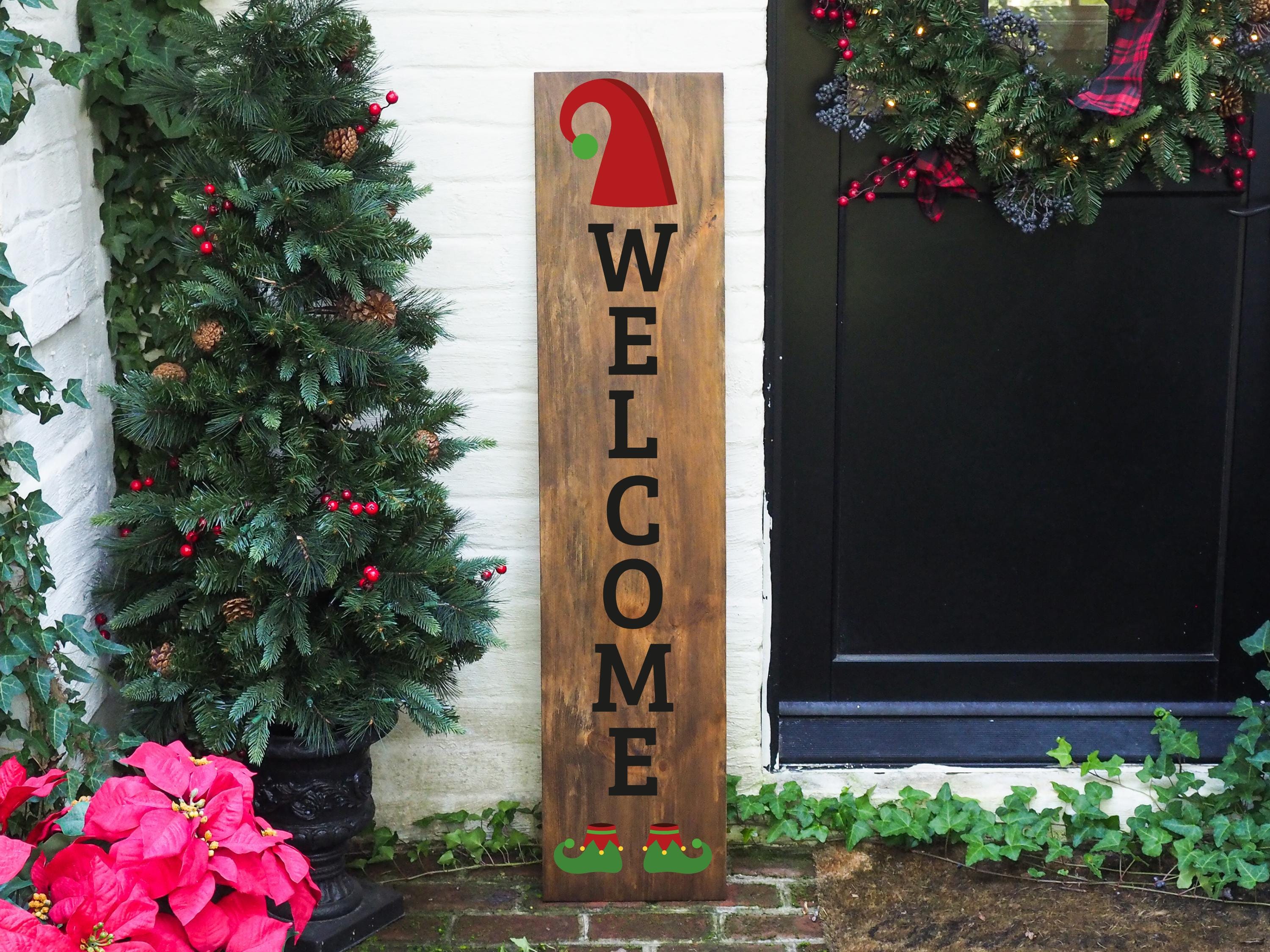 Elf Christmas Welcome Sign - Christmas Porch Leaner - Etsy