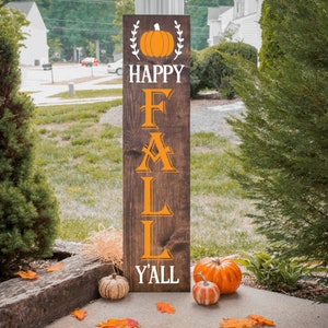 Happy Fall Y'all Front Porch Sign | Fall Porch Leaner | Welcome Sign ...